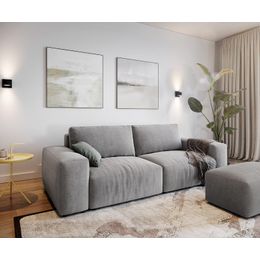 DeLife Big-Sofa Lanzo L 260x110 cm Mikrofaser Grau mit Hocker, Big Sofas