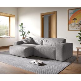 DeLife Ecksofa Sirpio XL 270x170 cm Cord Silbergrau Recamiere variabel, Ecksofas