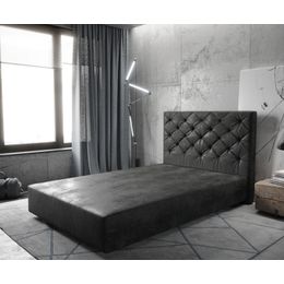 DeLife Boxspringgestell Dream-Great Mikrofaser Anthrazit Vintage 120x200 cm, Bettgestelle