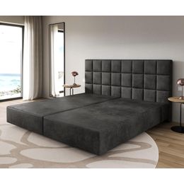 DeLife Boxspringgestell Dream-Fine Mikrofaser Anthrazit Vintage 200x200 cm, Boxspringbetten