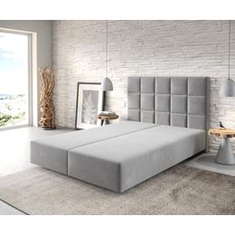 DeLife Boxspringgestell Dream-Fine 140x200 cm Mikrofaser Grau, Bettgestelle