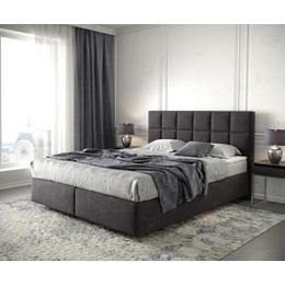 DeLife Boxspringbett Dream-Fine 160x200 cm Mikrofaser Schwarz mit Matratze und Topper, Boxspringbetten