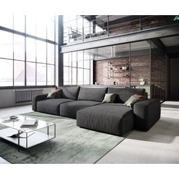 DeLife Ecksofa Lanzo XL 380x180 cm Mikrofaser Schwarz Recamiere variabel, Ecksofas