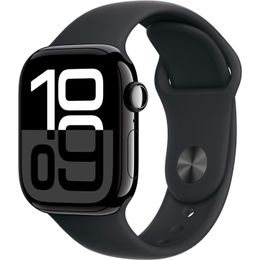 Smartwatch Apple "Watch Series 10 Aluminium" Smartwatches Gr. 42 mm, ohne eSIM, M/L, Sport Band, schwarz (schwarz, schwarz)