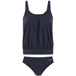 Oversize-Tankini Lascana Gr. 56, N-Gr, blau (marine) Damen Bikini-Sets Miederverstärkung am Cup, Unterbrustgummi rundum, verstellbare Träger