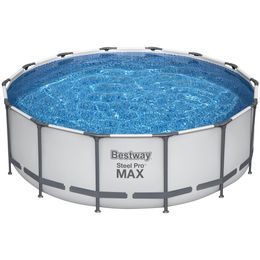 Framepool Bestway "Steel Pro MAX™" Schwimmbecken Gr. B/H/L: Breite 427cm x Höhe 122cm x Länge 427cm, grau Frame Pool mit Filterpumpe Ø 427x122 cm, lichtgrau