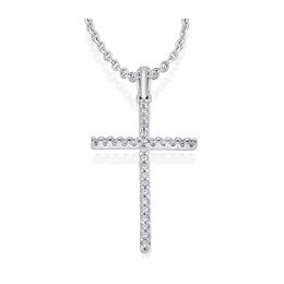 Kette mit Anhänger ONE ELEMENT "0,10 ct Diamant Brillant aus 585 Weißgold" Halsketten Gr. 0.10 ct, silberfarben (silber) Damen Schmuckset - Set mit verstellbarer Halskette