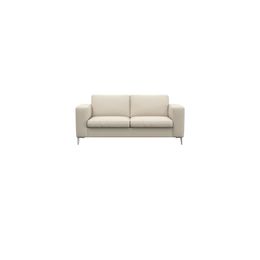 2-Sitzer FLEXLUX "Fiore, super Sitzkomfort durch Kaltschaum im Sitz", wei&szlig; (warm wei&szlig;), B:164cm H:85cm T:92cm, 100% Echteder, Sofas, breite Armlehnen, F&uuml;&szlig;e Alu