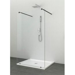 Walk-in-Dusche Sanotechnik "Freedom I Black" Duschwände Gr. B/H: 147 cm x 195 cm, ohne, mit Antikalk-Versiegelung, schwarz