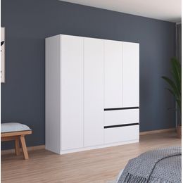 Drehtürenschrank Rauch "Kleiderschrank Schrank Garderobe Wäscheschrank COSTA in 3 Breiten" Schränke Gr. B/H/T: 181 cm x 197 cm x 54 cm, 4 St., schwarz-weiß (alpinweiß, schwarz) viel Platz, grifflose Front und Push-to-Open Funktion MADE IN GERMANY