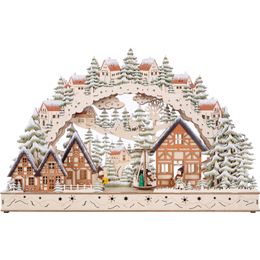 LED Schwibbogen MyFlair MÖBEL & ACCESSOIRES "Weihnachtsdeko" Schwibbögen Gr. B/H/T: 60 cm x 39 cm x 10 cm, braun Fensterdekoration aus Holz, mit LED Beleuchtung, Höhe ca. 39 cm