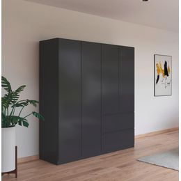 Drehtürenschrank Rauch "Kleiderschrank Schrank Garderobe Wäscheschrank COSTA in 3 Breiten" Schränke Gr. B/H/T: 181 cm x 197 cm x 54 cm, 4 St., grau (graumetallic) viel Platz, grifflose Front und Push-to-Open Funktion MADE IN GERMANY