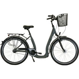 Cityrad HAWK Bikes "City Comfort Deluxe Plus Grey" Fahrräder Gr. 44 cm, 26 Zoll (66,04 cm), grau für Damen und Herren