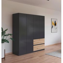 Drehtürenschrank Rauch "Kleiderschrank Schrank Garderobe Wäscheschrank COSTA in 3 Breiten" Schränke Gr. B/H/T: 181 cm x 197 cm x 54 cm, 4 St., grau (graumetallic, eiche artisan) viel Platz, grifflose Front und Push-to-Open Funktion MADE IN GERMANY