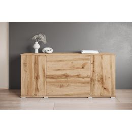 Sideboard Inosign "Kenia" Sideboards Gr. B/H/T: 150 cm x 67,9 cm x 39,5 cm, braun (eichefarbe votan) Modernes Sideboard mit 3 Schubladen und 4 Fächern, Breite 150 cm