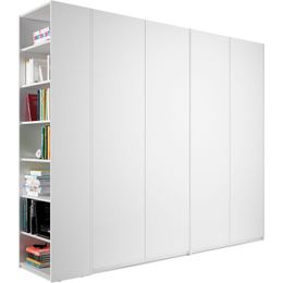 Müllermöbel Kleiderschrank MÜLLER SMALL LIVING "Modular Plus Variante 4" Schränke Gr. H/T: 221cm x 60cm, 4 St., weiß durchgehender Boden, Anbauregal wahlweise links oder rechts montierbar