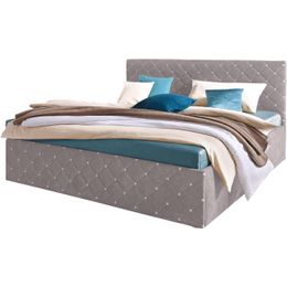 Polsterbett, grau (hellgrau), B:170cm L:212cm, Bezug Bett: Microfaser (100% Polyester);Bonnell-Federkernmatratze: 51% Polypropylen, 39% Polyester, 10% Baumwolle;Kaltschaummatratze: 100% Polyester, Bezug abnehm- und waschbar bis 60C, Westfalia Schlafkomfort, Betten, inkl. Bettkasten bei Ausführung mit Matratze