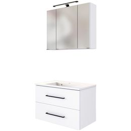 Badmöbel-Set Welltime "Luena", weiß, B:80cm, MDF, Kastenmöbel-Sets, Breite 80 cm, Softclose-Funktion