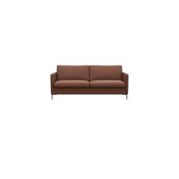 2,5-Sitzer FLEXLUX "Fiore, super bequem durch Kaltschaum im Sitz", braun (old chesnut), B:181cm H:85cm T:92cm, 100% Echteder, Sofas, schmale Armlehnen, F&uuml;&szlig;e Alu+ Eiche