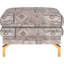 Sit & More Polsterhocker SIT&MORE "Orient" Hocker Gr. B/H/T: 71 cm x 48 cm x 71 cm, Jacquard, quadratisch, beige goldfabene Metallfüße