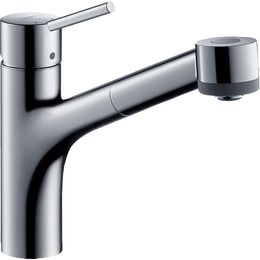 Küchenarmatur Hansgrohe "Talis M52" Armaturen Gr. H/T: 224 cm x 27,4 cm, Ausziehbar, silberfarben (chrom) 170 Ausziehbrause 2 Strahlarten, chrom