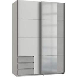 Schwebetürenschrank wimex "Emden moderner Kleiderschrank mit Spiegel und Schubladen BESTSELLER" Schränke Gr. B/H/T: 135 cm x 198 cm x 64 cm, 2, weiß (weiß, beton, nachbildung lichtgrau) Schlafzimmer Schrank Garderobenschrank mit Schwebetüren Topseller