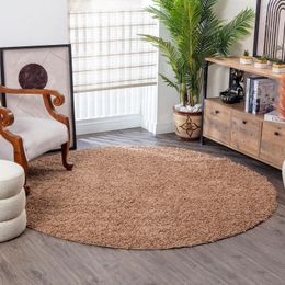 Hochflor-Teppich SURYA "BORACAY" Teppiche Gr. Ø 160 cm 1 St., 37 mm, beige Flauschig, Langflor, Weich, Wohnzimmer Flurteppich, Grau