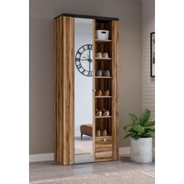 Schuhschrank Home Affaire "Larona" Schränke Gr. B/H/T: 79,6cm x 190cm x 34cm, satinnussbaumfb./darkwood,, braun (satinnussbaumfb./darkwood) Breite 80 cm