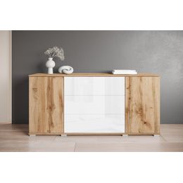 Sideboard Inosign "Kenia" Sideboards Gr. B/H/T: 150 cm x 67,9 cm x 39,5 cm, weiß (eichefarbe votan, hgl) Modernes Sideboard mit 3 Schubladen und 4 Fächern, Breite 150 cm