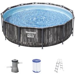 Framepool Bestway "Steel Pro MAX™ Frame" Schwimmbecken Gr. Ø/B/H/L: 366cm x Breite Höhe 100cm x Länge, 9150 l, grau ØxH: 366x100 cm