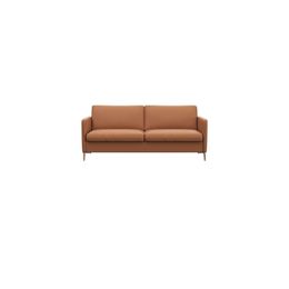 2,5-Sitzer FLEXLUX "Fiore, super bequem durch Kaltschaum im Sitz", braun (modern cogna), B:181cm H:85cm T:92cm, 100% Echteder, Sofas, schmale Armlehnen, F&uuml;&szlig;e Alu+ Eiche