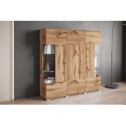 Highboard Inosign "Kenia" Sideboards Gr. B/H/T: 135 cm x 134 cm x 39,5 cm, braun (eichefarbe votan) Modernes Highboard, mit Glastüren, Breite 135 cm