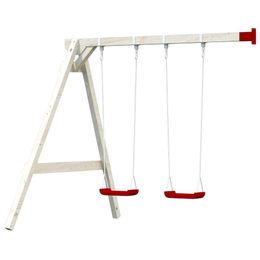 Doppelschaukel Palmako "Spielananlage Toby" Schaukeln beige (natur/rot) Kinder BxT: 241x208 cm