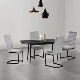 Esstisch Home Affaire "Elbach Ausziehtisch Esszimmer" Tische Gr. B/H/T: 160cm x 76cm x 80cm, schwarz (black + black matt schwarz) Keramiktisch, mit Auszugsfunktion 120-160 cm