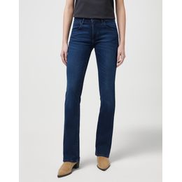 Bootcut-Jeans Wrangler "WRA-W28B" Gr. 27, Länge 30, grau (nightshade), Damen, Denim/Jeans, Obermaterial: 81% Baumwolle, 8% Lyocell, 8% Polyester, 3% Elasthan, Jeans