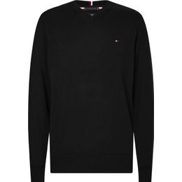 Tommy Hilfiger Big & Tall Strickpullover TOMMY HILFIGER BIG & TALL "BT-PIMA ORG CTN CASHMERE VNCK-B" Gr. 5XL, schwarz (black) Herren Pullover in Großen Größen, mit Logostickerei auf Brusthöhe