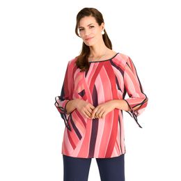 Chiffonbluse HERMANN LANGE Collection Gr. 40, bunt (koralle, marine), Damen, Web, Chiffon, Obermaterial: 100% Polyester, gemustert, Blusen, mit grafischem Muster