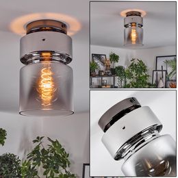 hofstein Hasvik Deckenleuchte Glas 15 cm Chrom, Rauchfarben, 1-flammig
