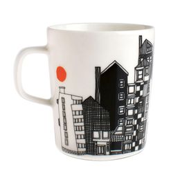 Marimekko - Oiva Siirtolapuutarha Becher 250 ml, weiß / schwarz / orange