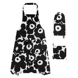 Marimekko - Pieni Unikko Küchentextilienset, weiß / schwarz (3tlg.)