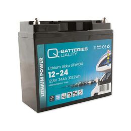Q-BATTERIES Lithium Akku 12-24 12,8V, 24Ah 307,2Wh, LiFePO4 Batterie