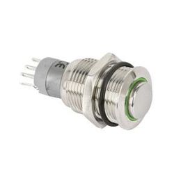 Metall-Einbaudruckschalter mit LED-Beleuchtung, gr&uuml;n
