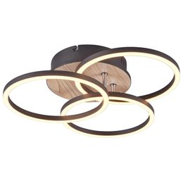 REALITY LED-Deckenleuchte Circle R62823135 Schwarz-Holzoptik, 27 W, 3200 lm CCT