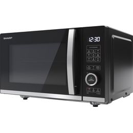 Sharp Mikrowelle YC-QG204AE-B, schwarz, mit Grill, 20 L, 10-Stufen, 800 W