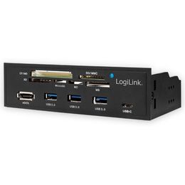 Logilink USB3.0 Einbau-Hub UA0341, mit Cardreader, 5,25"
