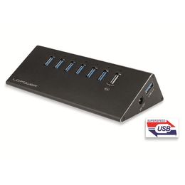 LC POWER USB-Hub LC-HUB-ALU-2 B-7, USB 3.0, 6-port +1x Power, Alu