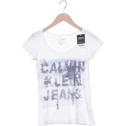 Calvin Klein Jeans Damen T-Shirt, weiß, Gr. 36