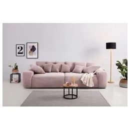 Big-Sofa Home Affaire "Sundance II" Sofas Gr. B/H/T: 318 cm x 85 cm x 142 cm, Cord, rosa (rosé) Dauerschläfer mit Hygiene-Topper bis 140 kg belastbar