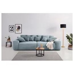 Big-Sofa Home Affaire "Sundance II" Sofas Gr. B/H/T: 318 cm x 85 cm x 142 cm, Cord, blau (blau, grau) Dauerschläfer mit Hygiene-Topper bis 140 kg belastbar