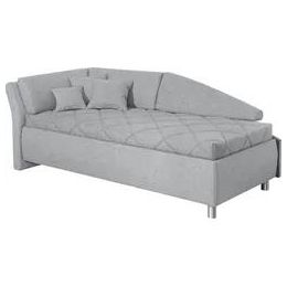 Schlafsofa Alina "Lindsay" Sofas Gr. B/H/T: 223 cm x 80 cm x 112 cm, Struktur, Armlehne links, grau (grauweiß tmd 9) Bettkasten, Zierkissen-Set aus: 2 Stk. 40x40cm, 1 30x30cm